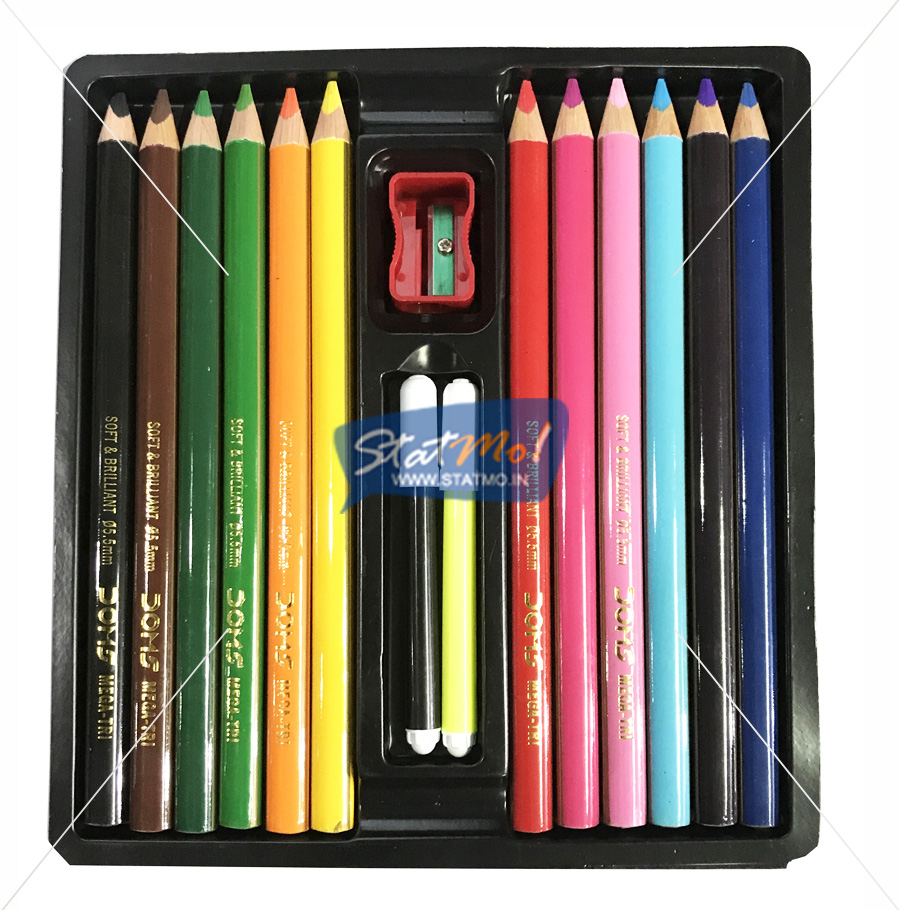 Doms Mega Triangle Colour Pencils 12 Shades – StatMo