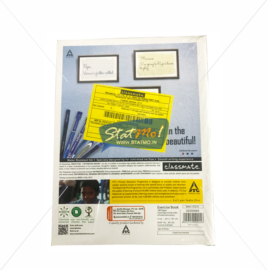 Classmate Notebook 180 Pages Single Line Interleaf – StatMo
