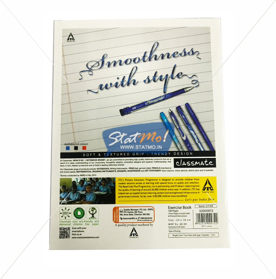 Classmate Notebook Single Line / Four Lines with Gap / Squares 1cm Soft ...