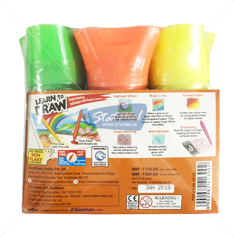 Artline 20 Broad & Fine Plastic Crayons – StatMo