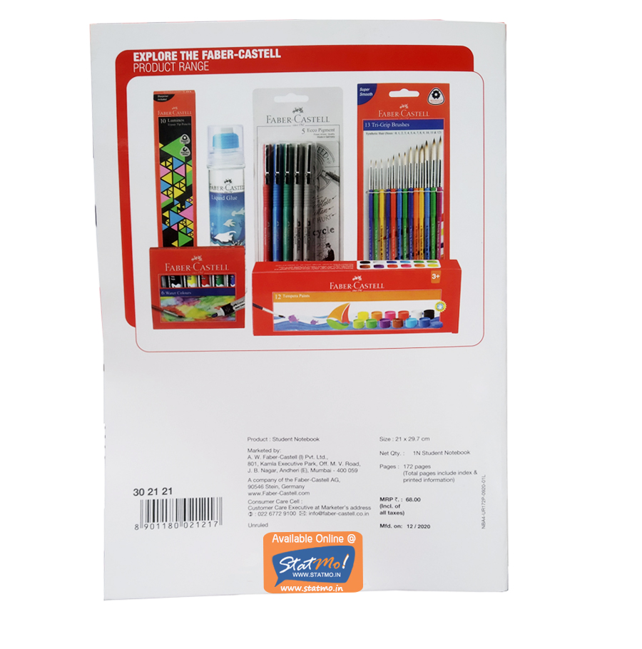 Faber Castell Notebook A4 Unruled 172 Pages – StatMo