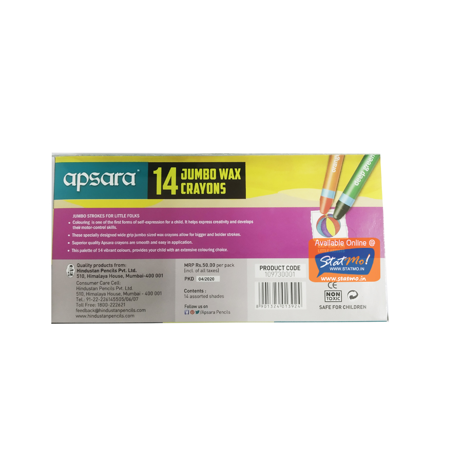 Apsara Wax Crayon Jumbo 14 Shades – StatMo