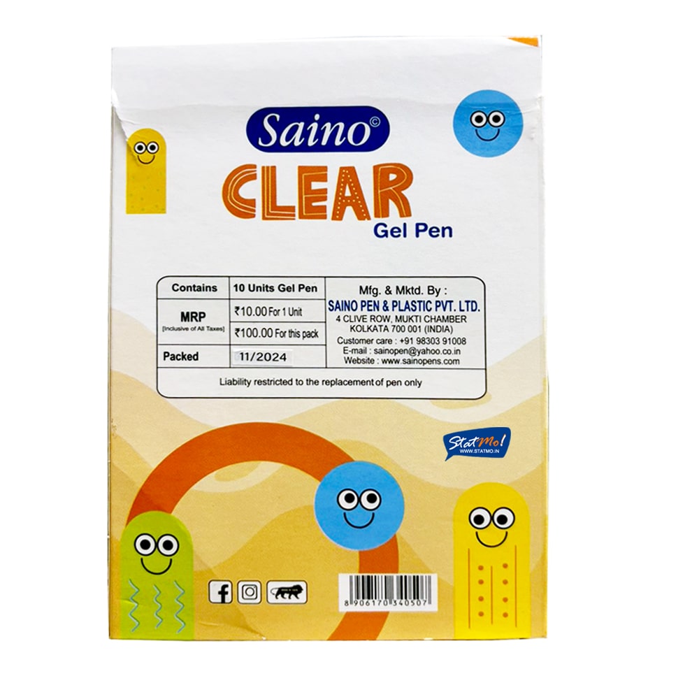Saino Clear Gel Pens (Pack of 10) – StatMo