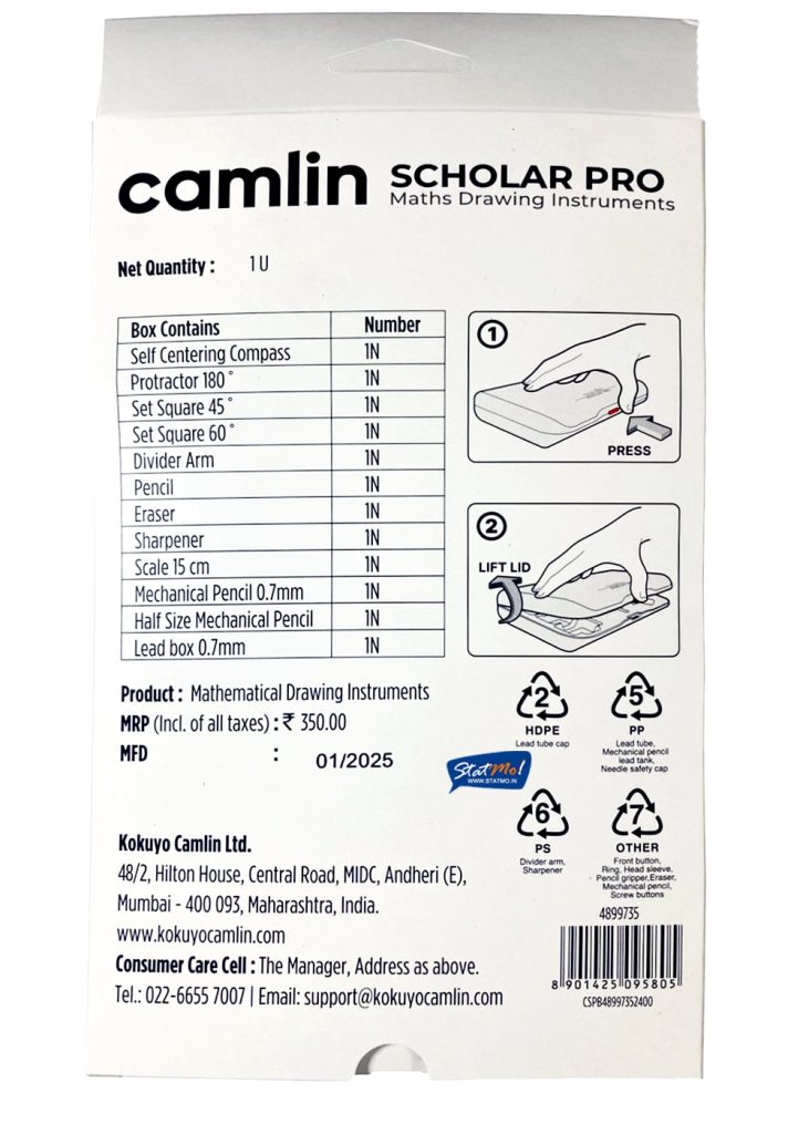 Camlin Scholar Pro Maths Drawing Instruments – StatMo