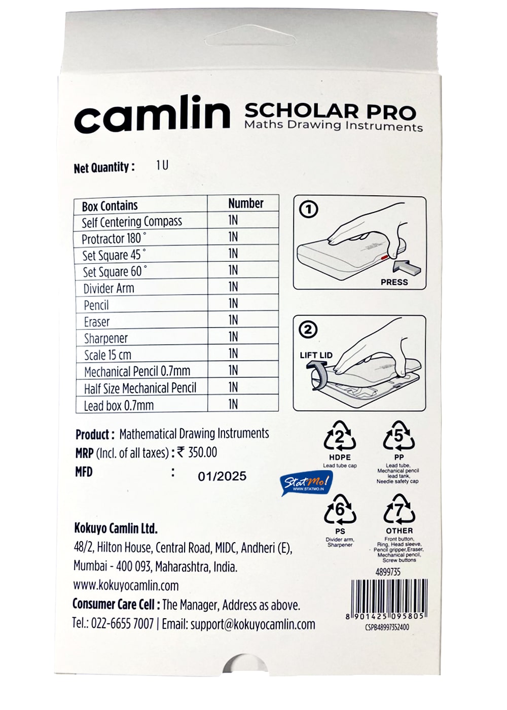 Camlin Scholar Pro Maths Drawing Instruments – StatMo