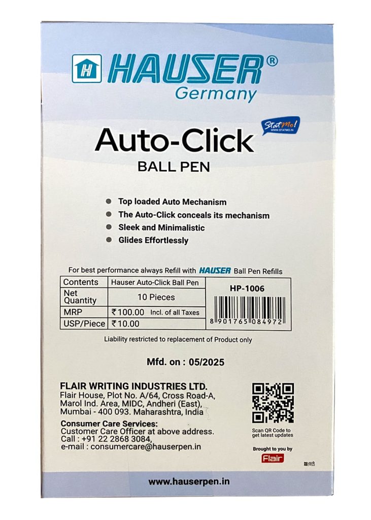 Hauser Auto-Click Ball Pen (Pack of 10) – StatMo