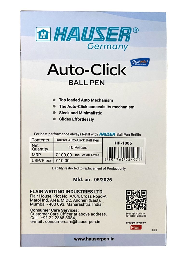 Hauser Auto-Click Ball Pen (Pack of 10) – StatMo